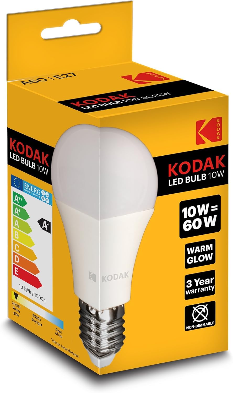 KODAK BULB LED GLOBE E27 SCREW W/GLOW 10W-60W(D) : Amazon.co.uk: Lighting