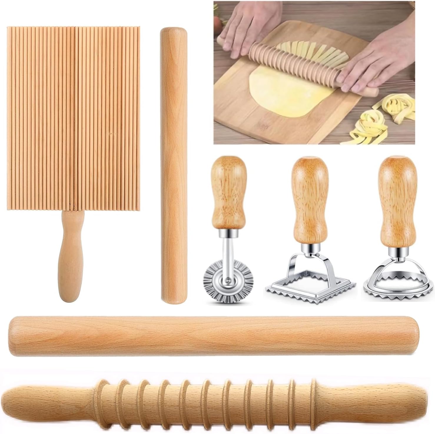 Amazon.com: Suclain 14 Pcs Pasta Making Tool Set Includes Wooden Pasta ...