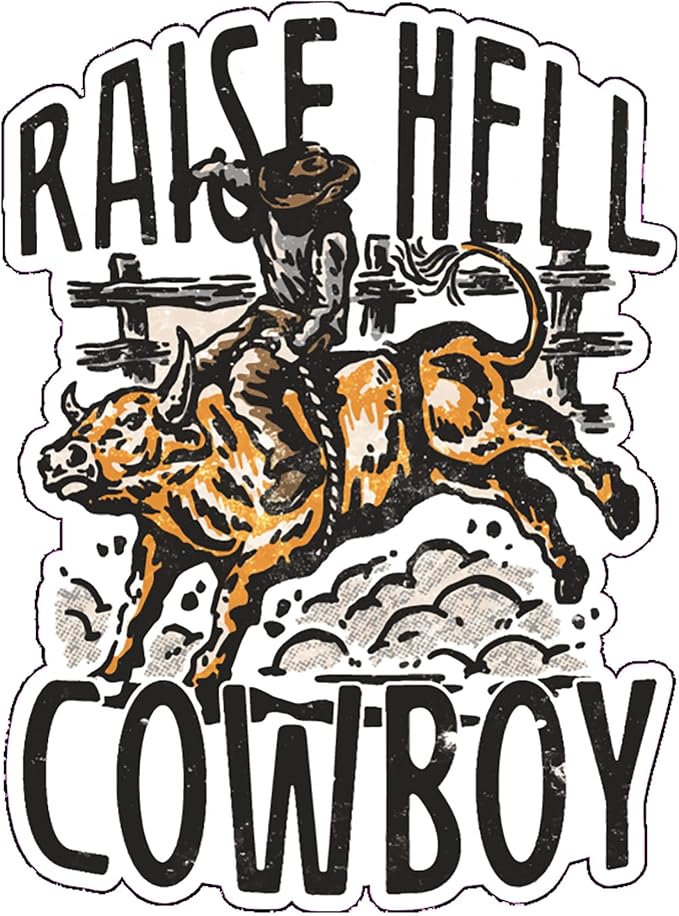 Amazon.com - Wickedgoodz Raise Hell Cowboy Vinyl Decal - Western Bumper ...