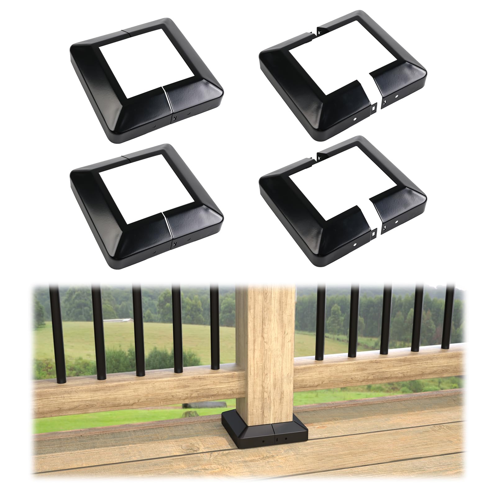 Snapklik.com : Muzata 4Pack Post Skirt Split Style Post Base Cover ...