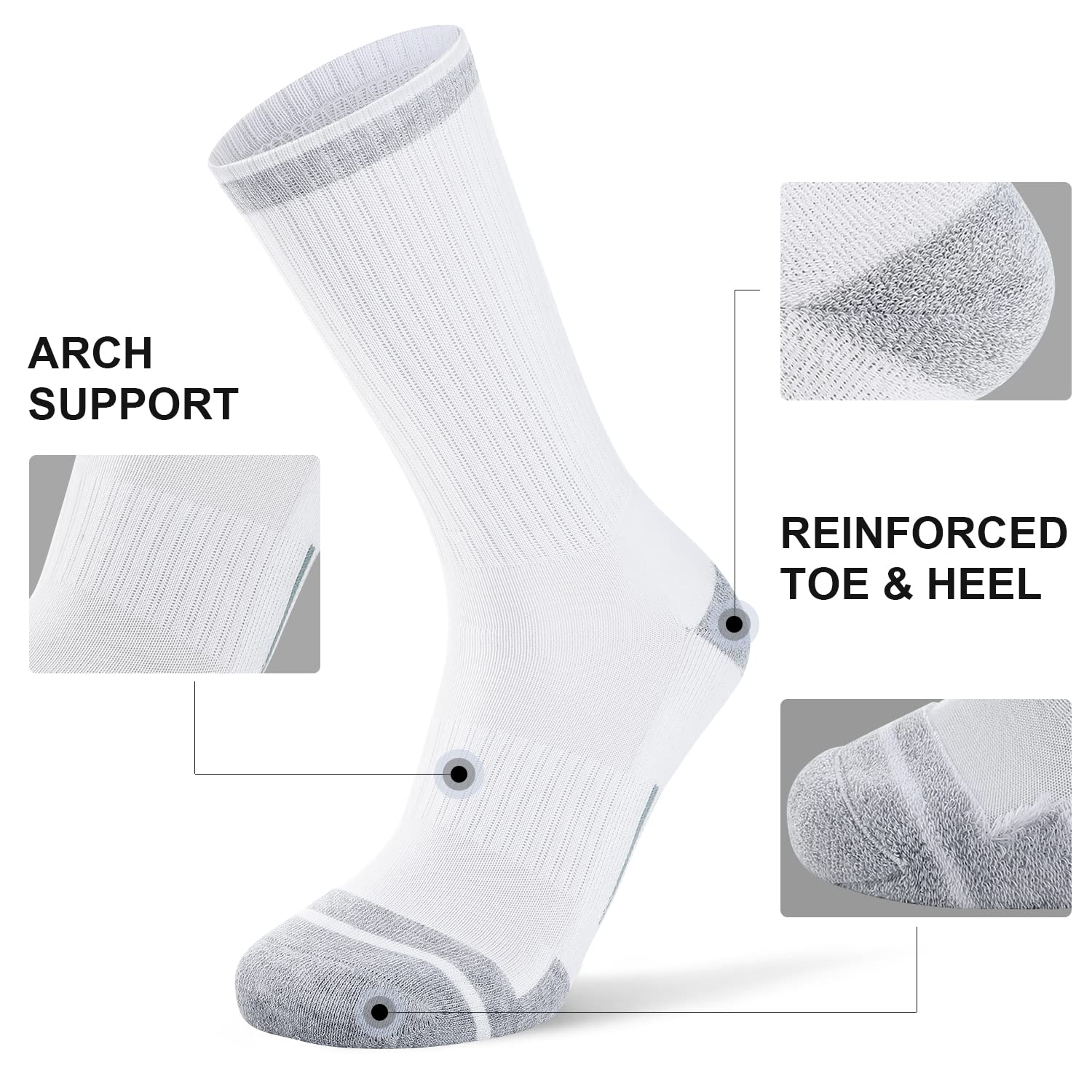 Snapklik.com : FITRELL 6 Pack Mens Athletic Crew Socks Cushioned Work ...