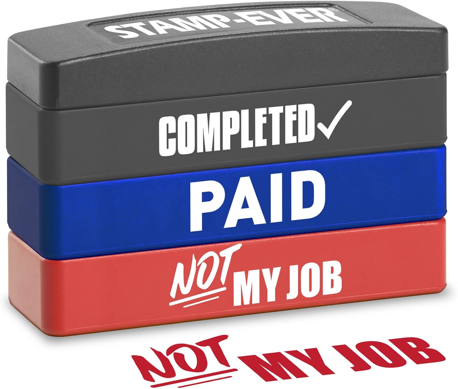 Amazon.com: Stakz Pre-Inked Message Stamp – Completed, Paid, Not My Job ...