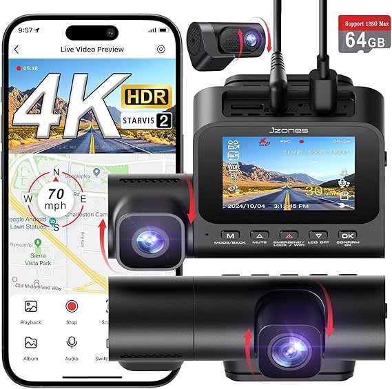 Amazon.com: 3 Channel 4K Dash Cam, Dash Camera for Cars with STARVIS 2 ...