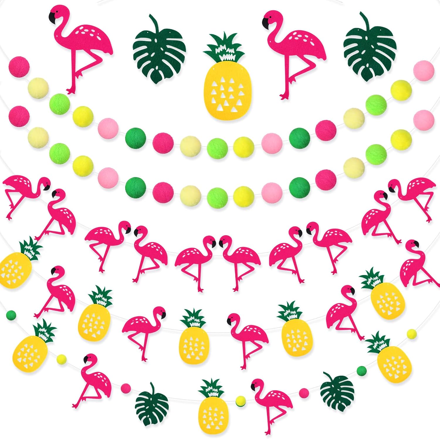 Amazon.com: 5 Pcs Hawaii Summer Hanging Pompom Ball Garland Tropical ...