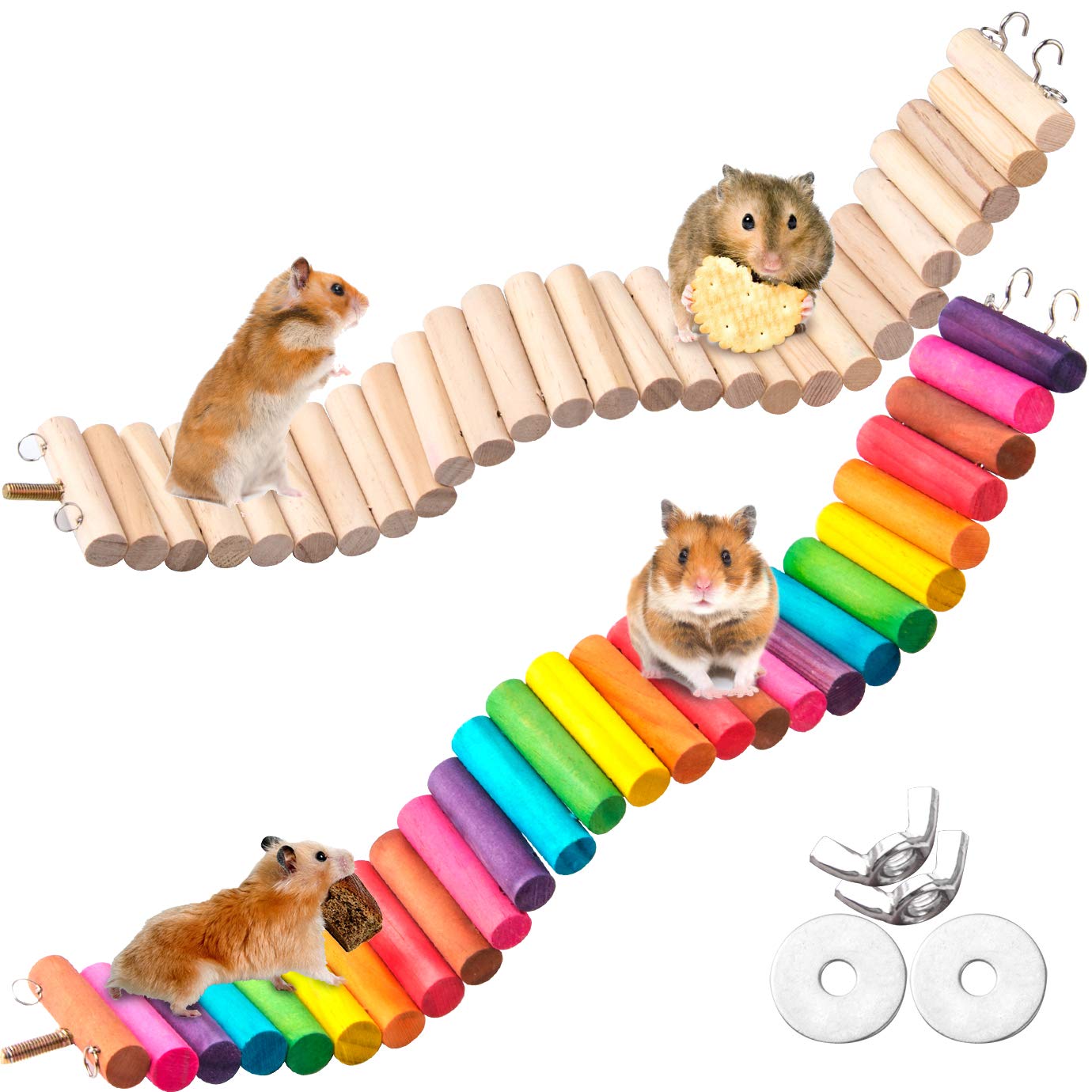 KONUNUS 2 Pieces Wooden Hamster Bridge Hamster Climbing Bridge Ladder ...
