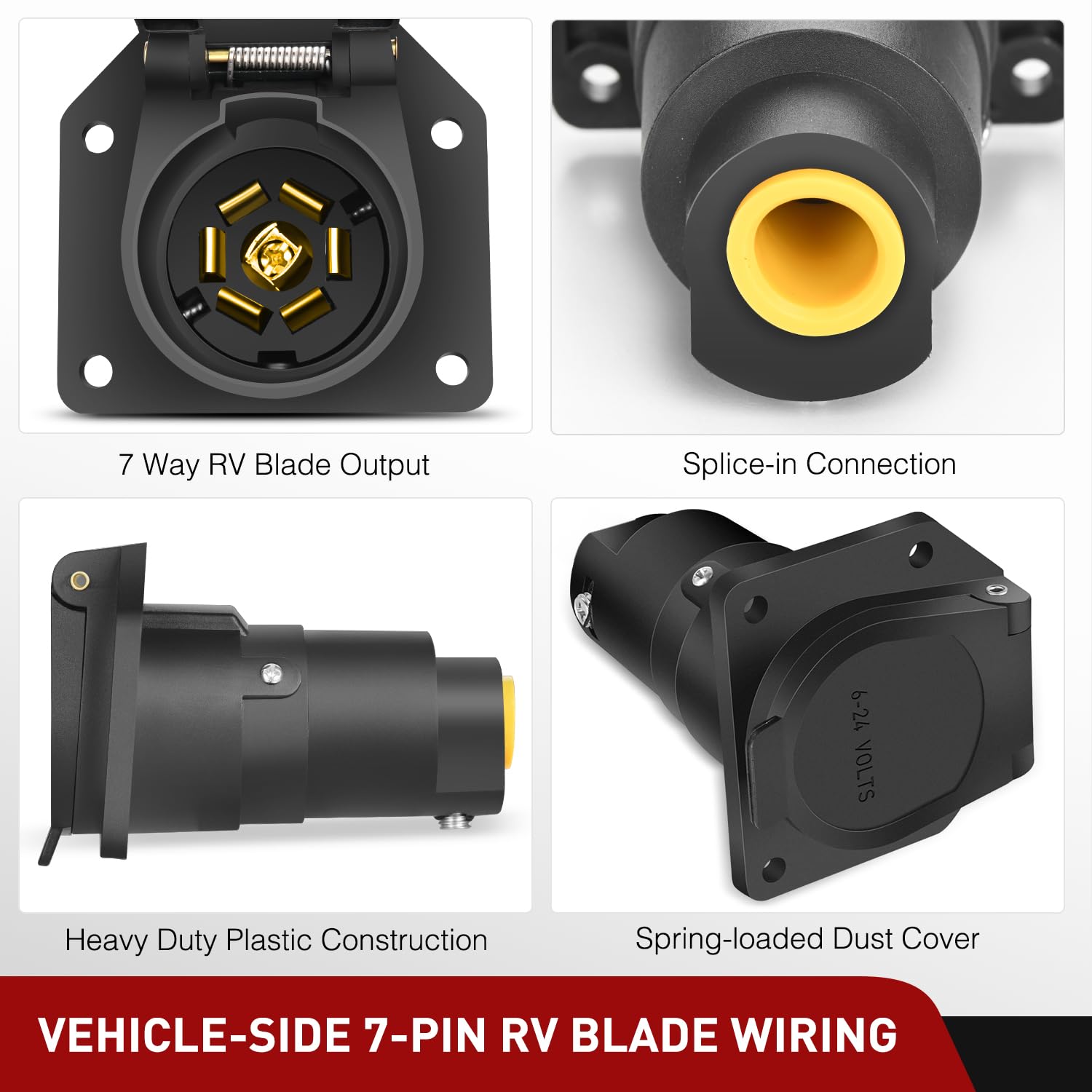 Snapklik.com : 7 Pin Male Trailer Round RV Blade Connector Socket 7 ...