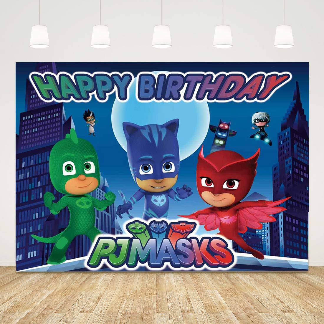 Buy 5x3ft Blue PJ Masks Theme Photo Backdrops Superhero Boys Kids ...