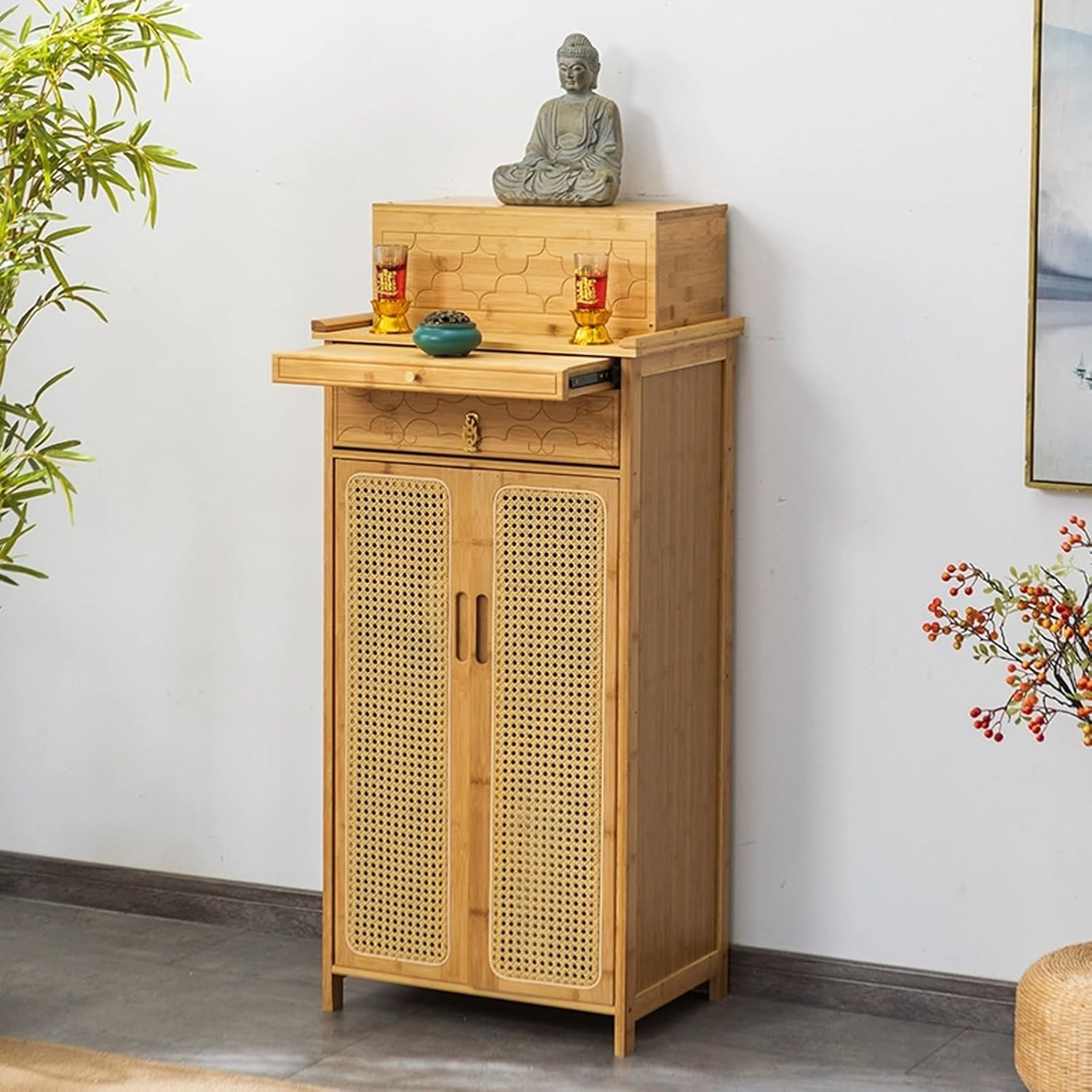 Homes Decor Shrine with Drawers, Retro Churches Meditation Altar Table ...