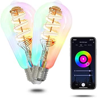 MOES Smart ST64 Edison LED Light Bulbs, Color Changing WiFi ST21 Smart ...