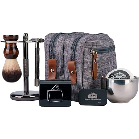 Amazon.com: Shaving Kit for Men Wet Shave - Safety Razor with 10 blades ...