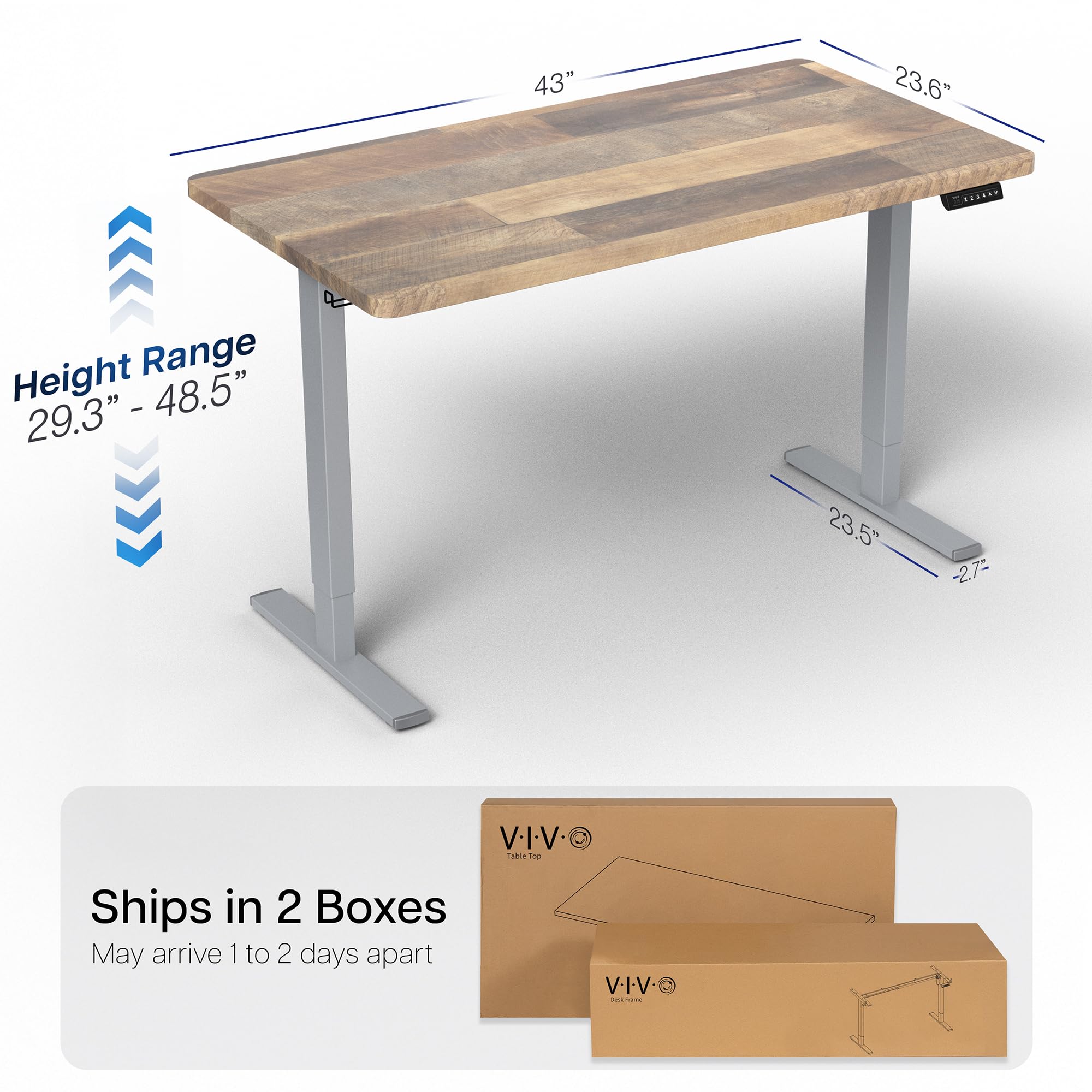 Snapklik.com : Electric 43 X 24 In Standing Desk, Memory Height ...