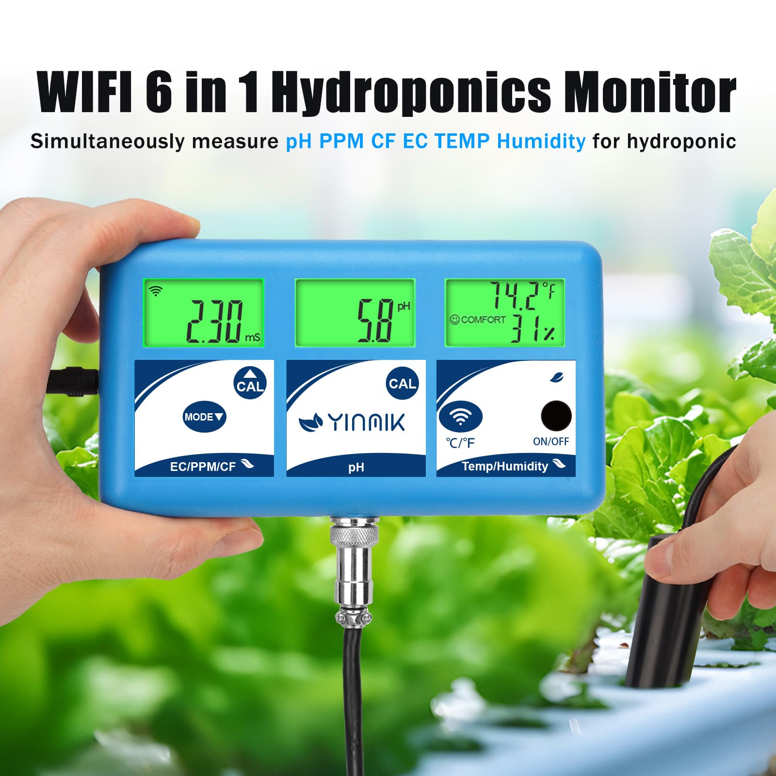 Snapklik.com : EC pH Monitor For Hydroponics, 6 In 1 WiFi pH Ppm Tester ...