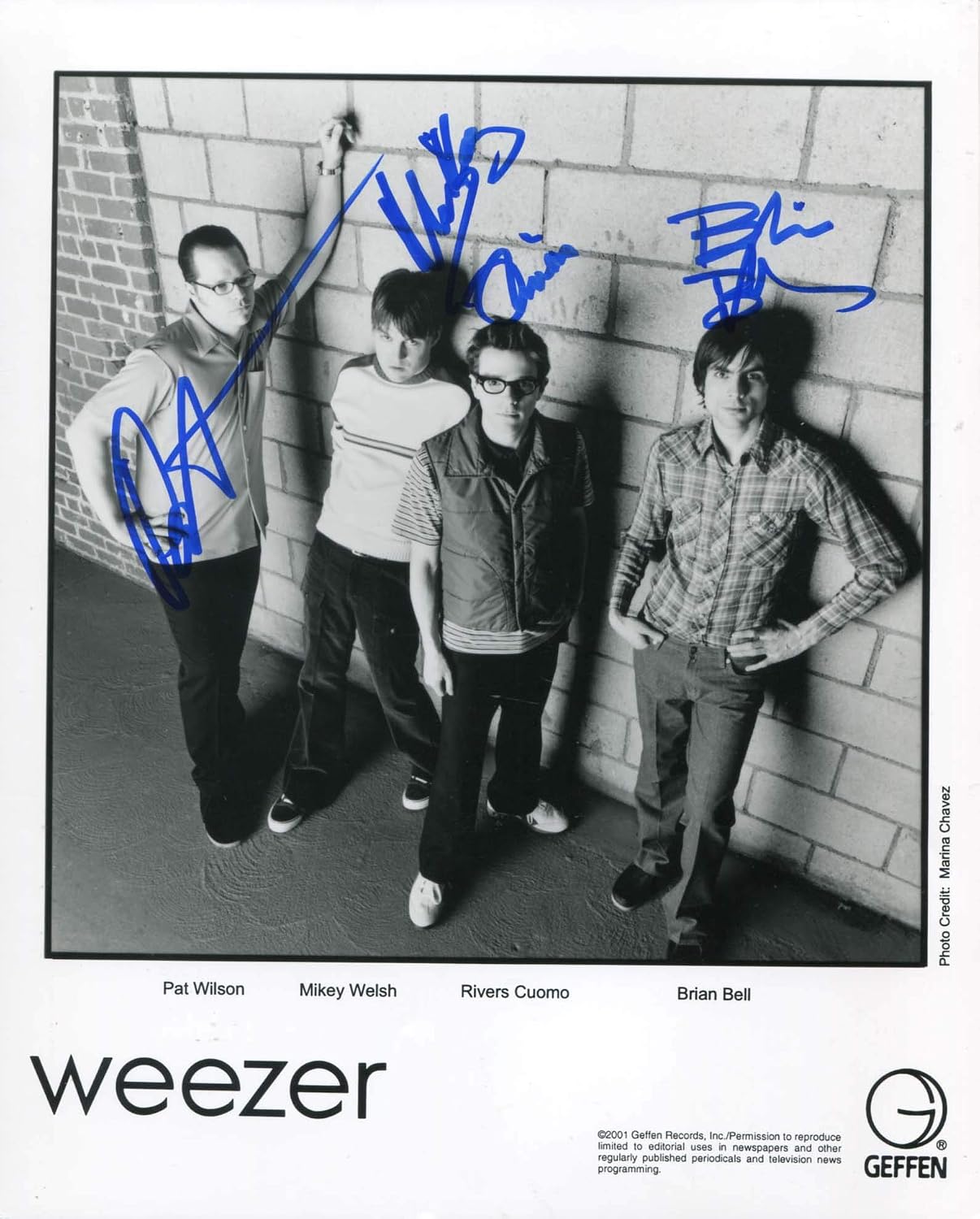 Amazon.com: ROCK BAND Weezer autographs, signed photo : Home & Kitchen
