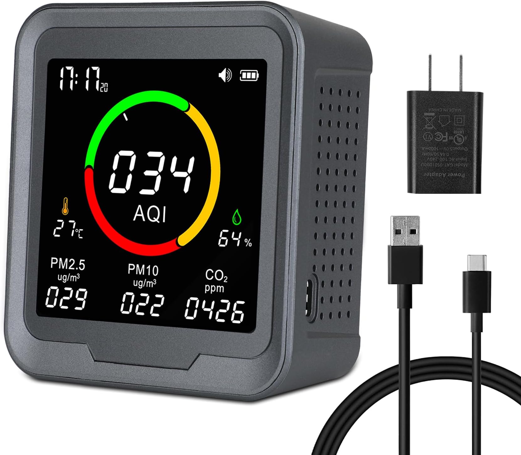 Amazon.com: Chaoos 6-in-1 Indoor Air Quality Monitor, Detects CO2, PM2 ...