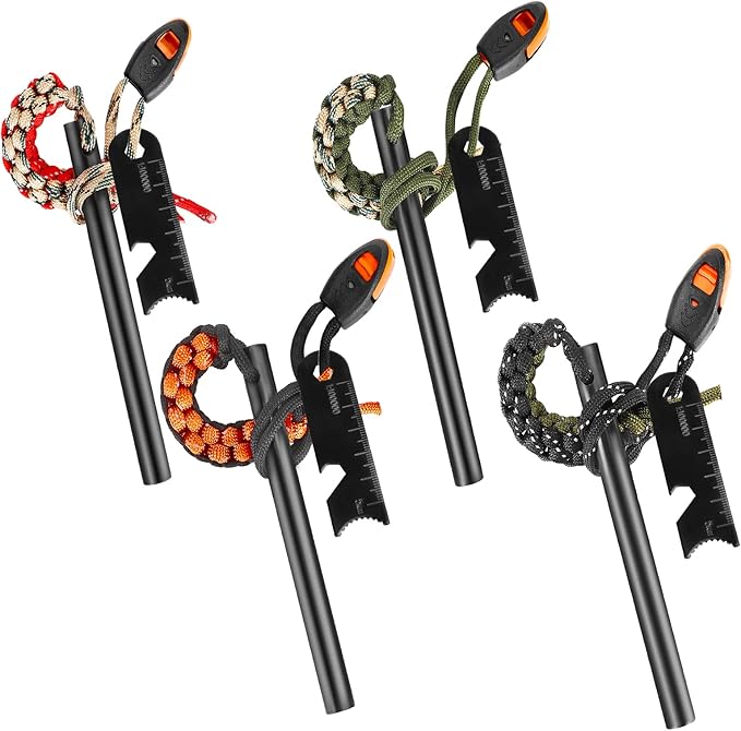 Amazon.com: 4Pack Fire Starter Survival Tool - 6-in-1 Flint & Steel ...