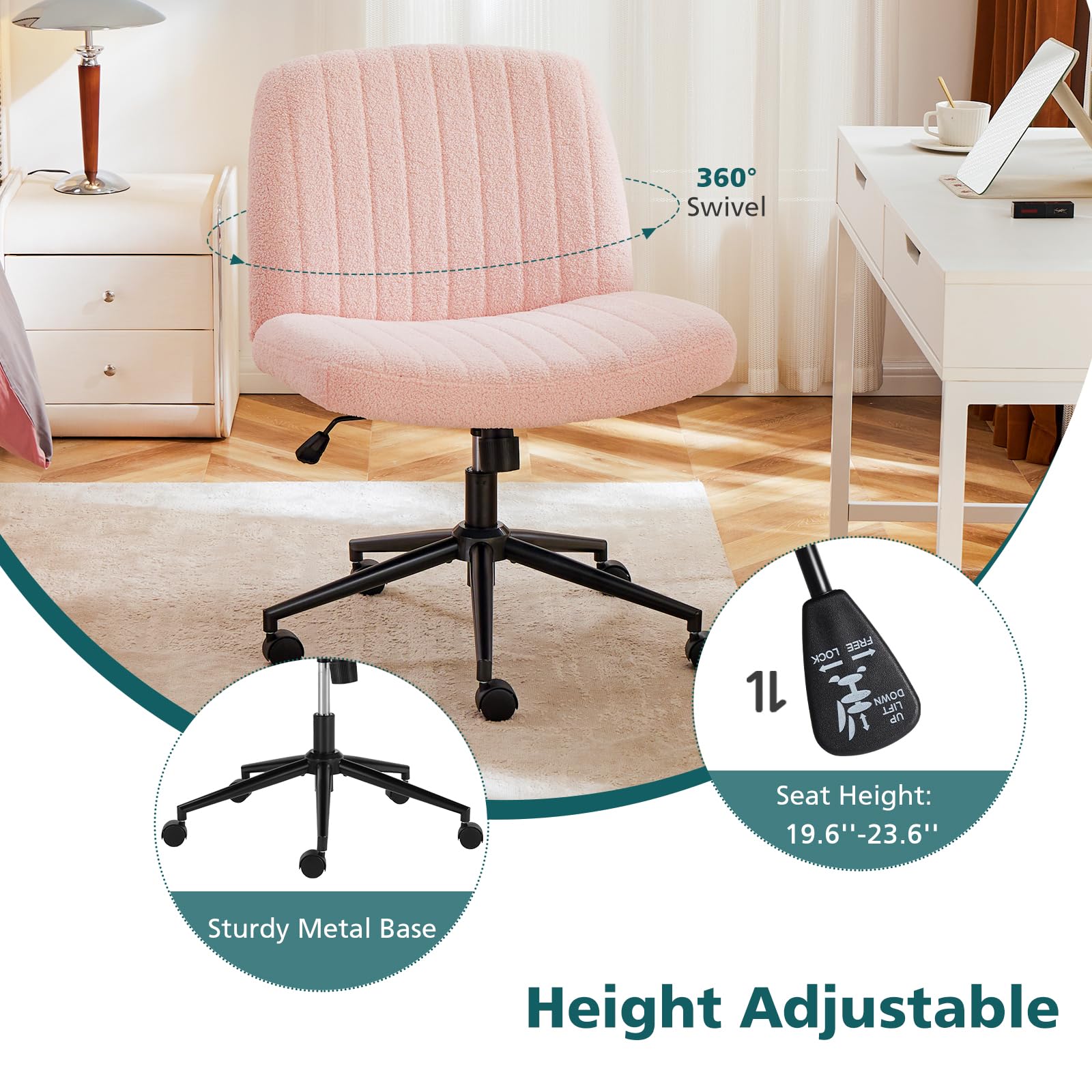 Snapklik.com : Criss Cross Chairs, Armless Office Desk No Wheels Swivel ...