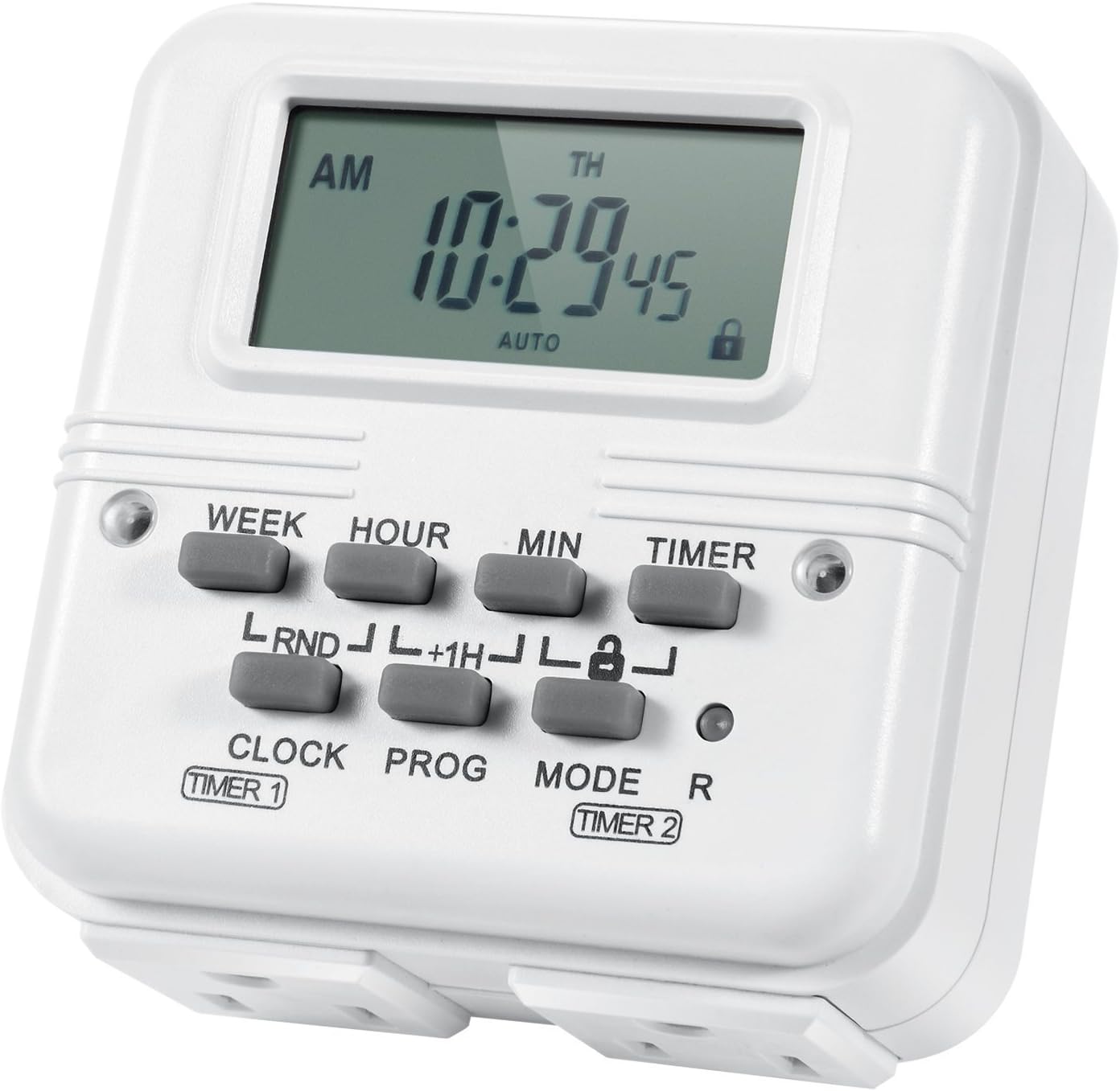 AstroAI Digital Dual Light Timer Outlet, 7-Day Programmable Electrical ...