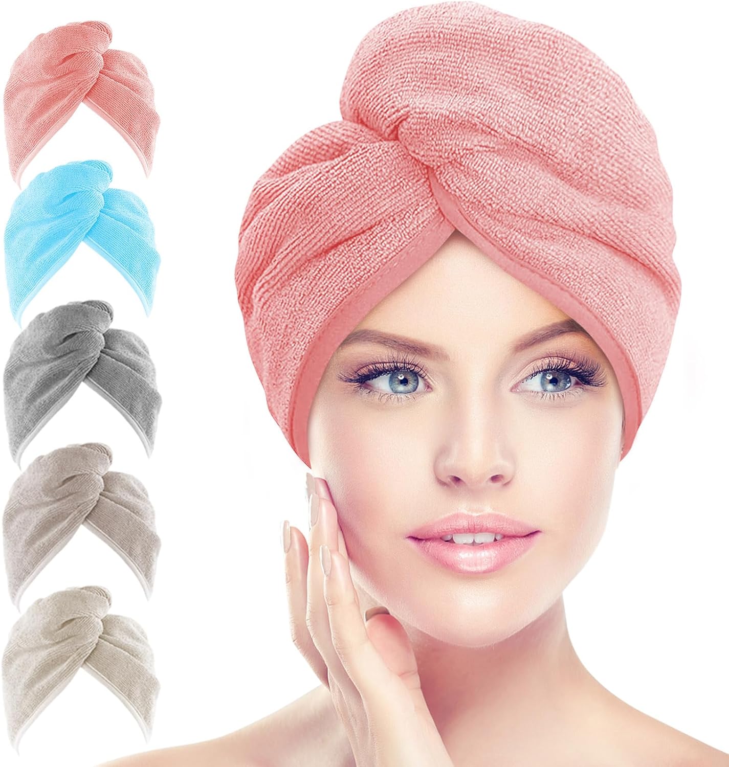 Amazon.com: AIDEA Microfiber Hair Towel Wrap, 5 Pack Hair Turbans ...