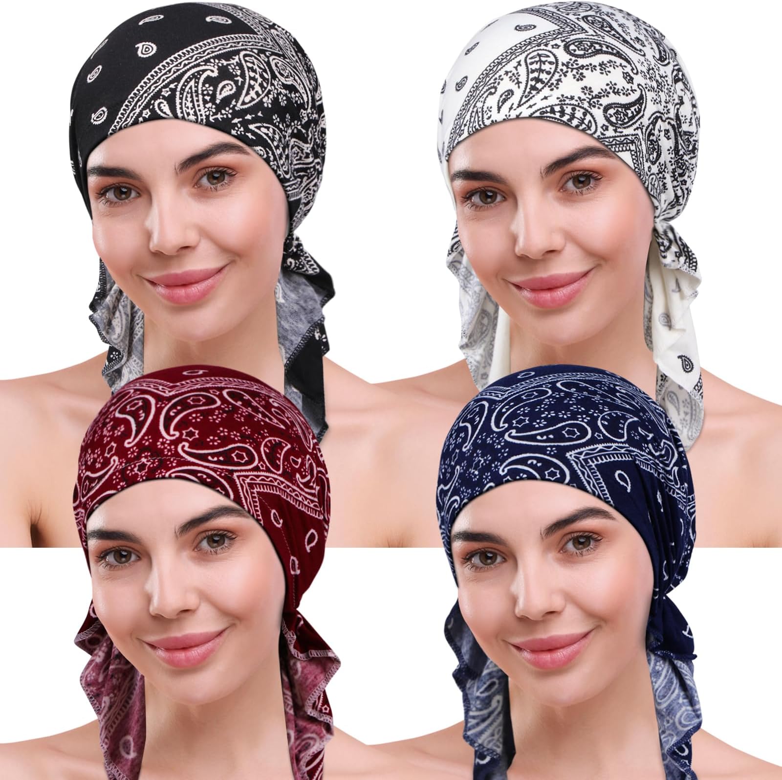 6 Pieces Head Scarf for Women Slip on Pretied Head Scarves Cancer ...