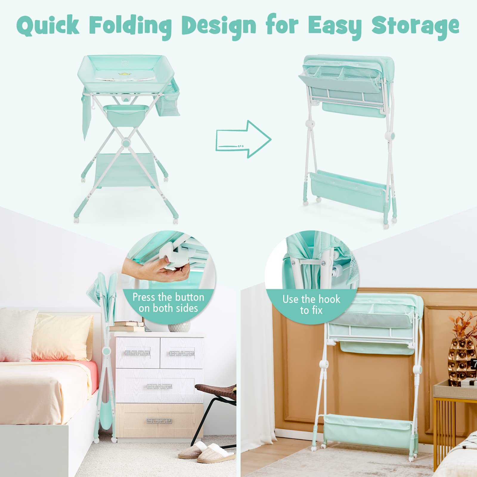 BABY JOY Baby Changing Table, Portable Folding Diaper Changing Station ...