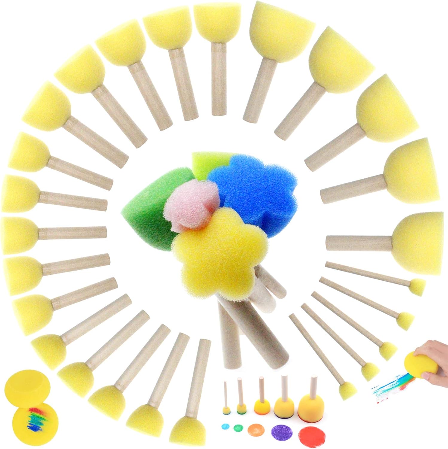 BITEFU Painting Sponge Set, 30 Pieces, Stencil Brush, Colourful Sponge ...
