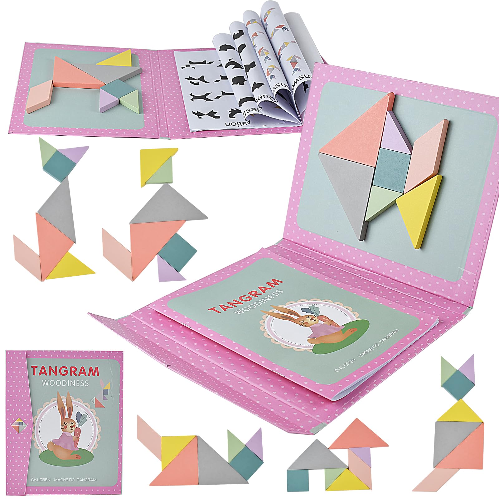 Tangram Puzzles for Kids,Magnetic Tangram,Wooden Tangrams Puzzle ...