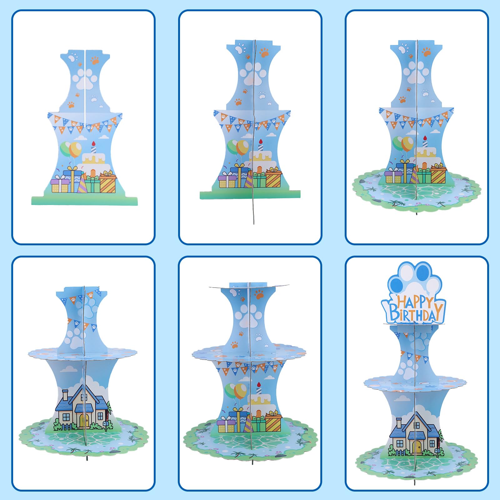 Cardboard Harry Potter Decor Bluey Cupcake Topper 3-Tier Blue Dog ...