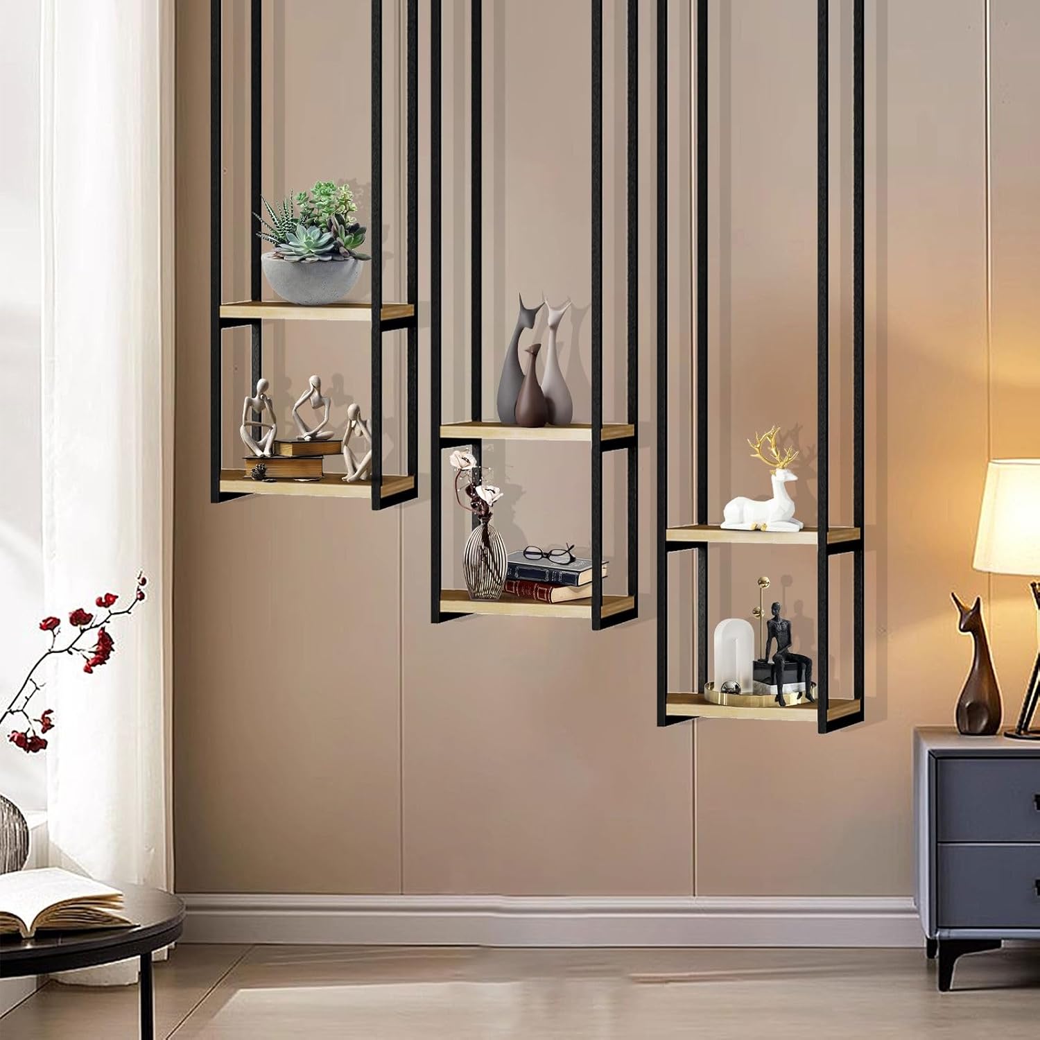 Amazon.com: Drsyffsup 2-Tier Floating Shelf, Industrial Wall Mounted ...