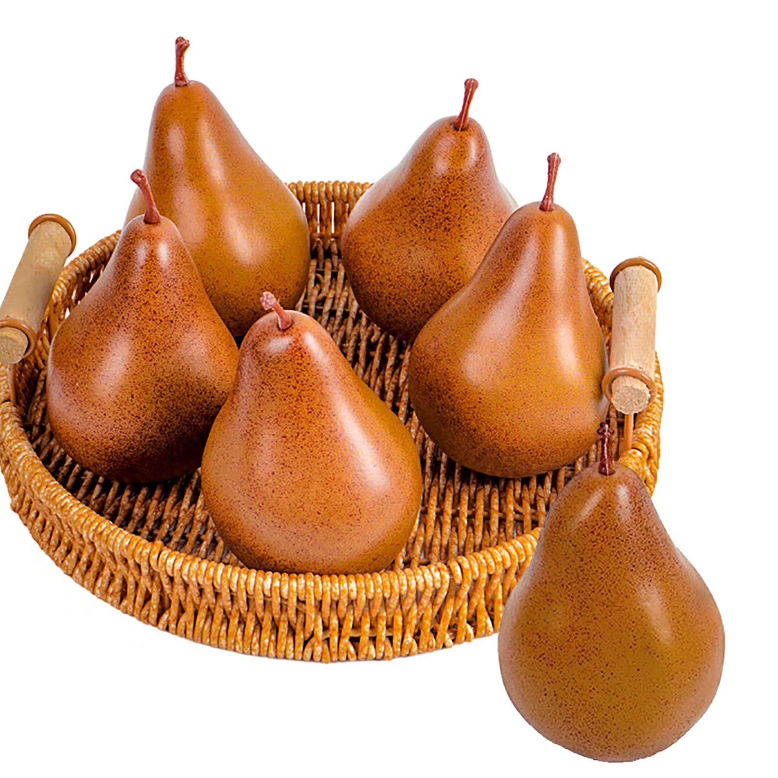 Amazon.com: Emivery 6Pcs Artificial Pears Set, Fake Simulation Brown ...