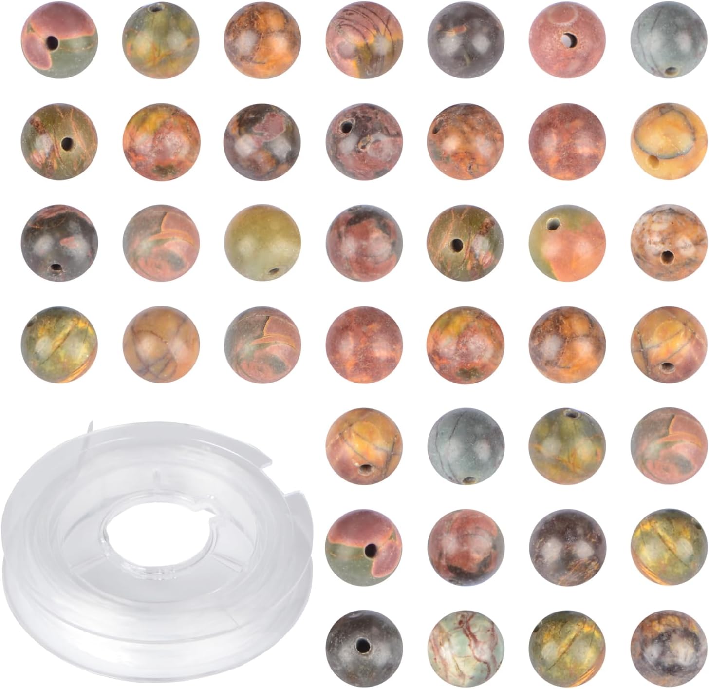 Amazon.com: CMBYN 10mm 100pcs Natural Stone Beads Picasso Round Genuine ...