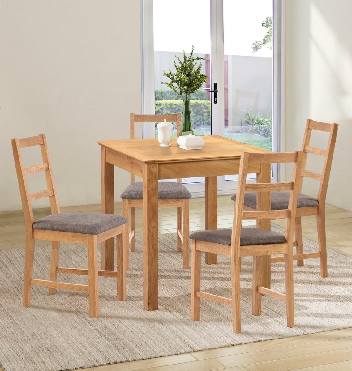 Hallowood Furniture Hereford Oak Small Dining Table and Chairs Set 4 ...