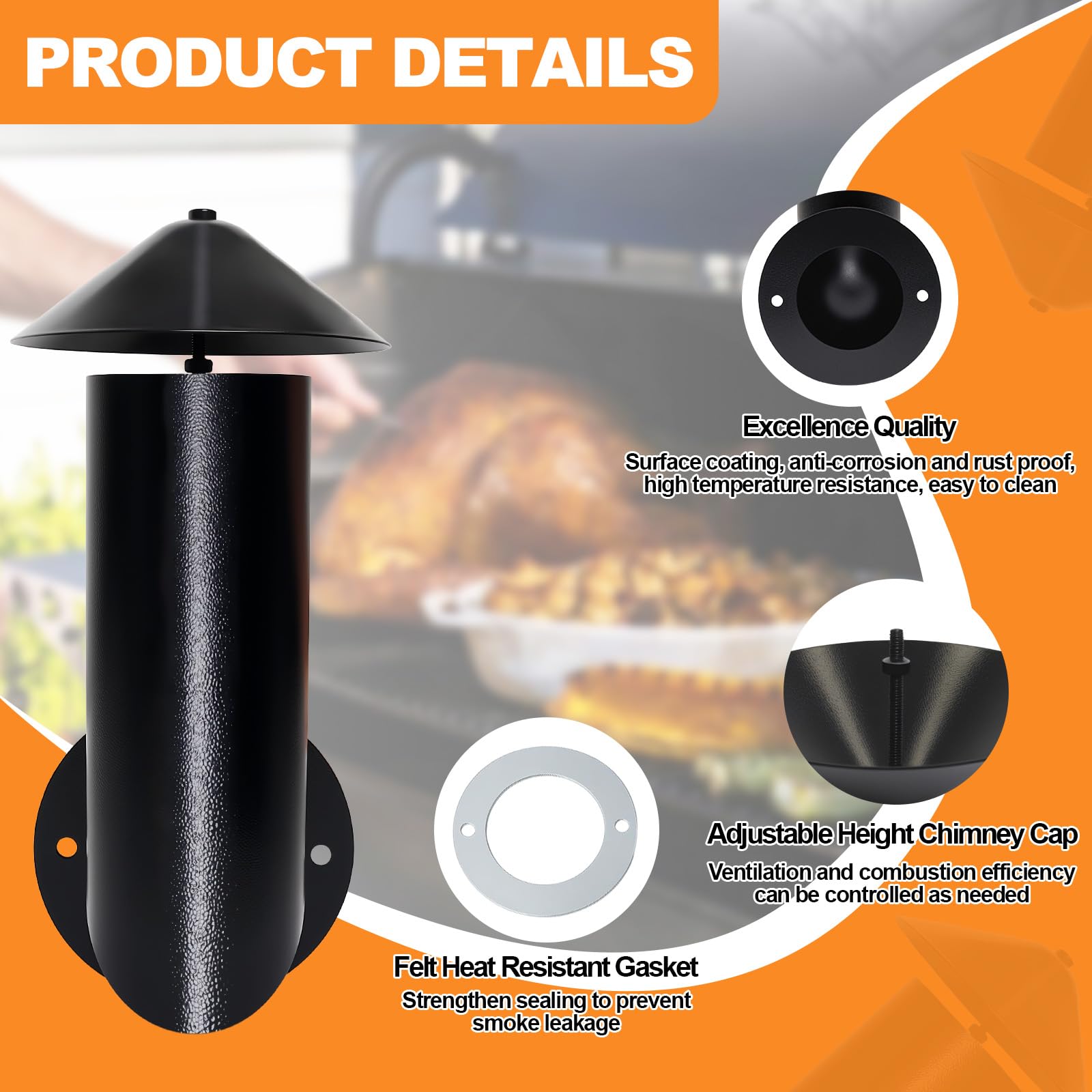 Snapklik.com : Pellet Grill Smoke Stack Chimney Replacement For Pit ...
