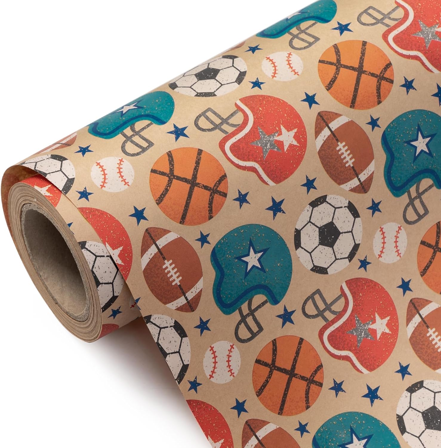 Amazon.com: WRAPAHOLIC Kraft Football Wrapping Paper Roll - Mini Roll ...