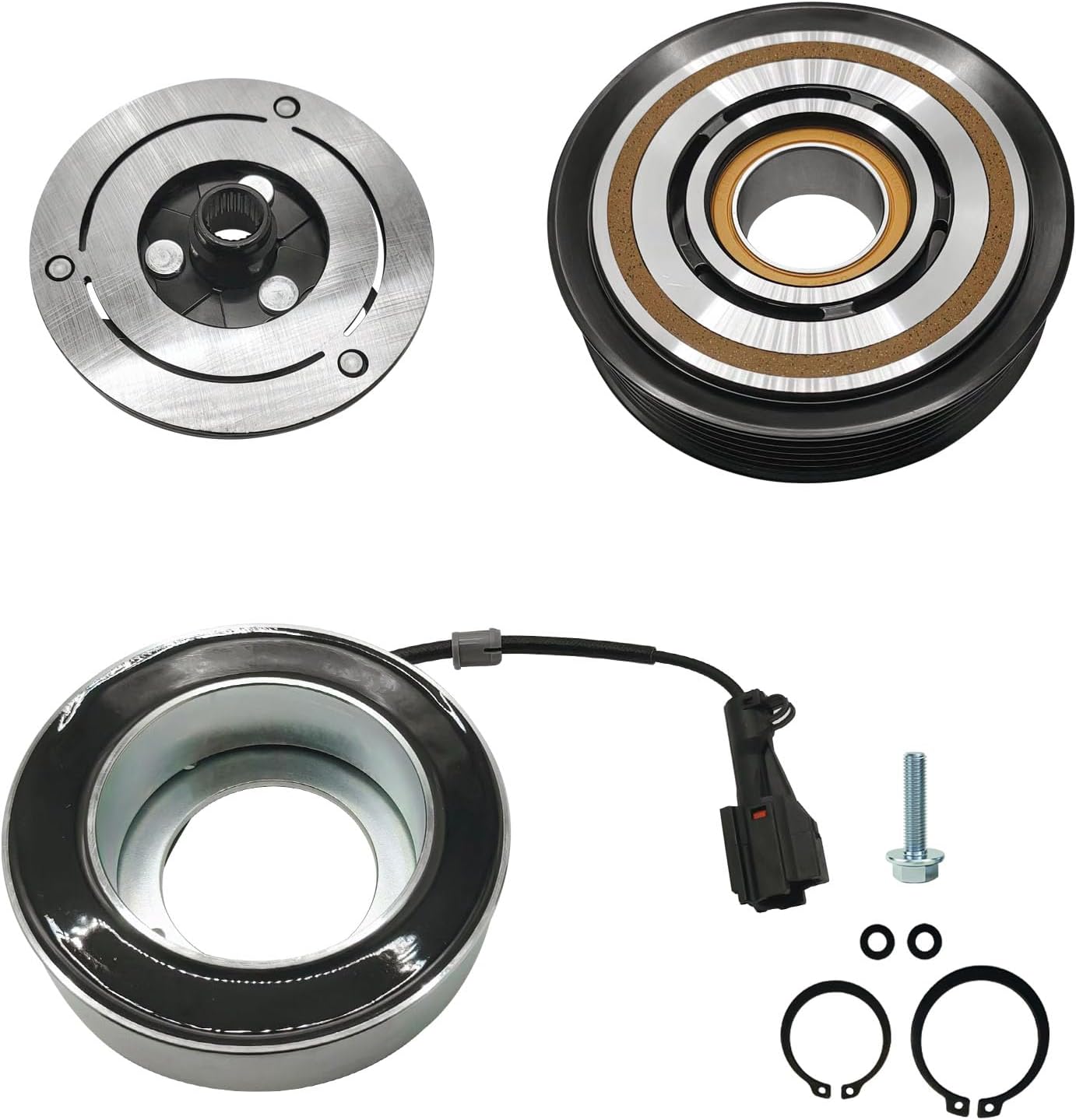 Amazon.com: A/C Compressor Clutch Assembly Kit Plate Pulley Bearing ...