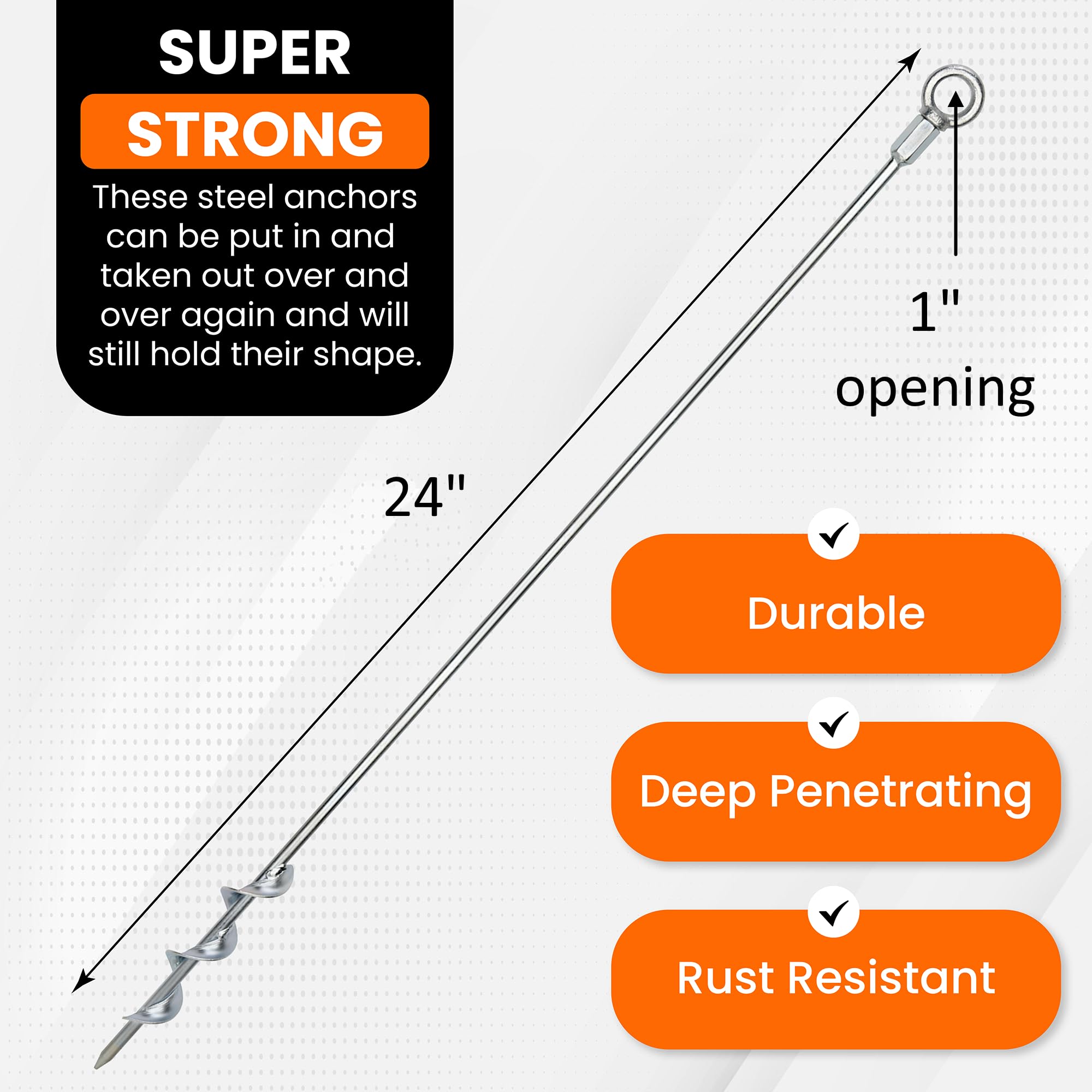 Snapklik.com : Earth Anchors - 24" Set Of 4 Heavy Duty Ground Stakes
