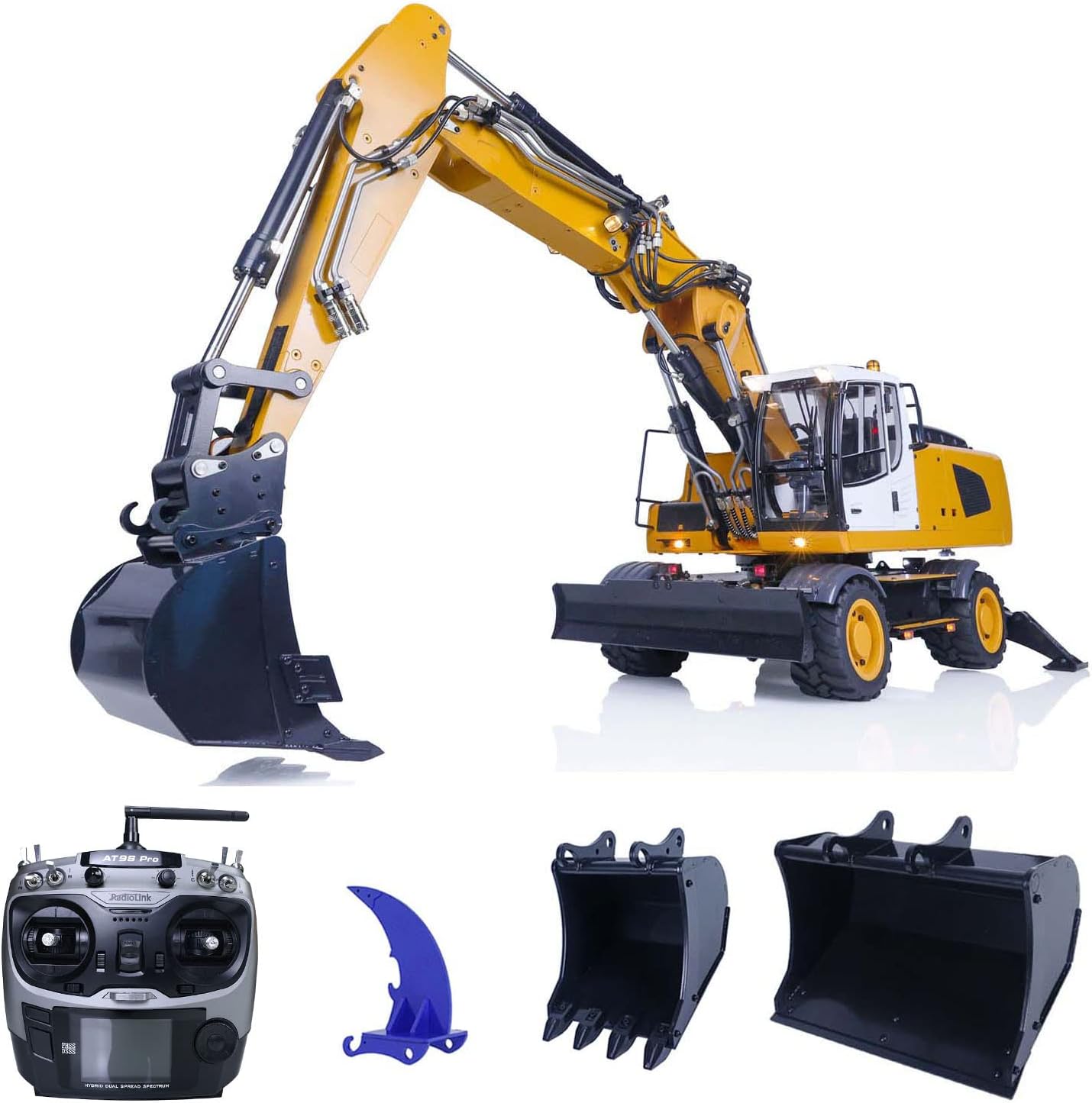 Amazon.com: 1/14 946-3 14Ch Wheeled Hydraulic Rc Excavator Assembled ...