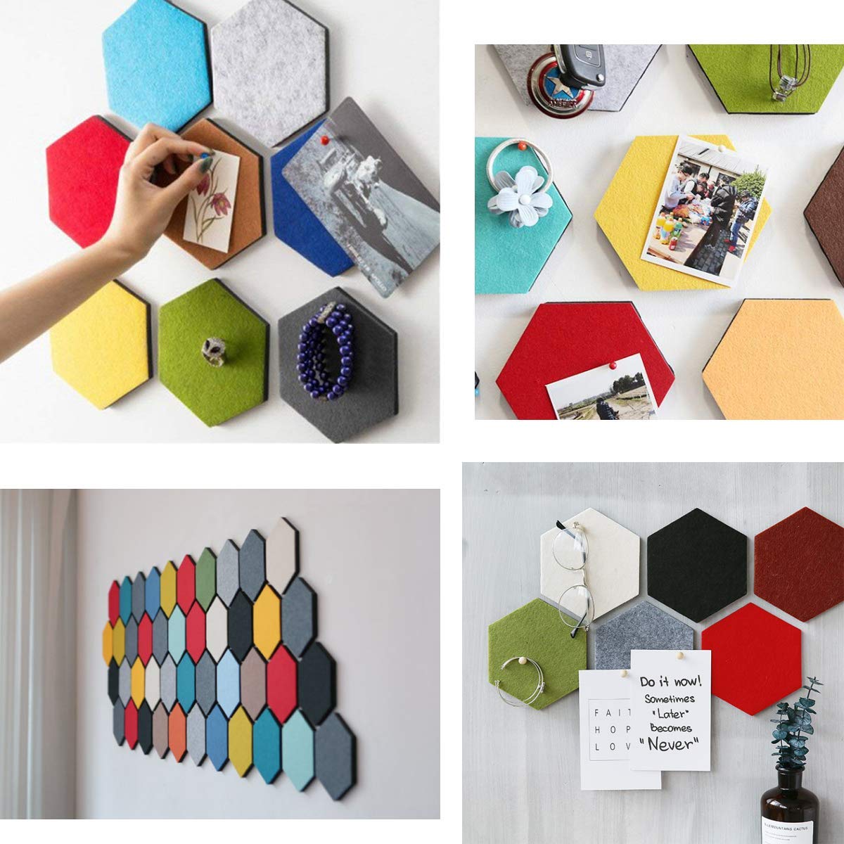 Buy Felt Hexagon Board Tiles Set w/Full Sticky Back, Colorful Pin Board ...