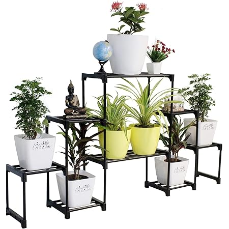 Keeva 8 Step Long Plant Stand - Multiple Pot Stand Indoor/Outdoor ...