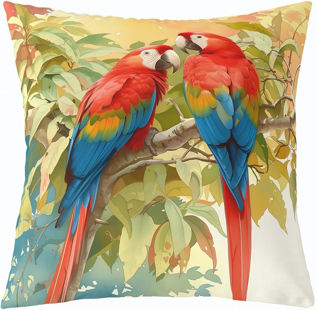 Amazon.com: Erosebridal Couple Parrot Throw Pillow Cover for Boys Girls ...
