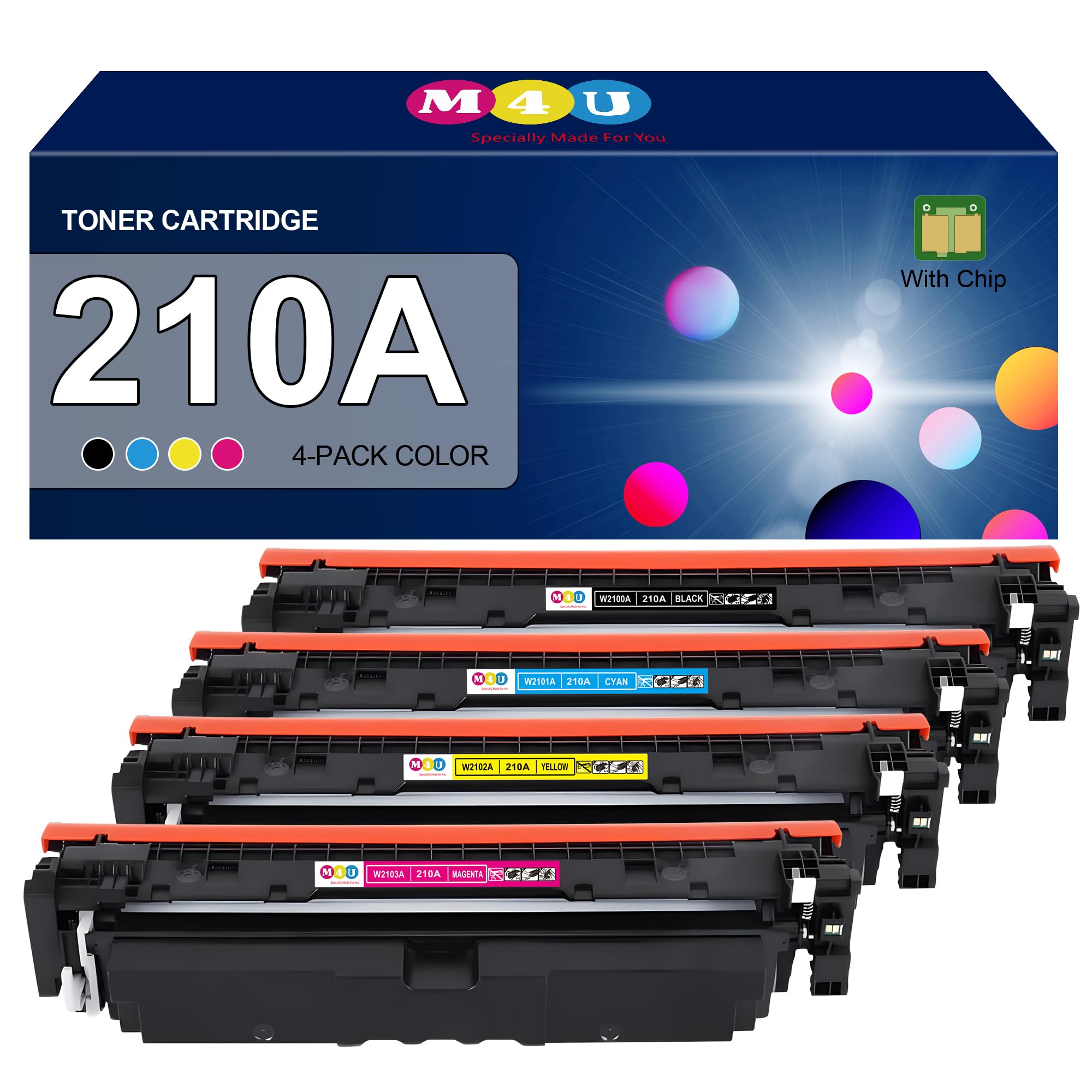 210A Toner Cartridges 4 Pack(with Chip) Replacement for 210A 210X Color ...