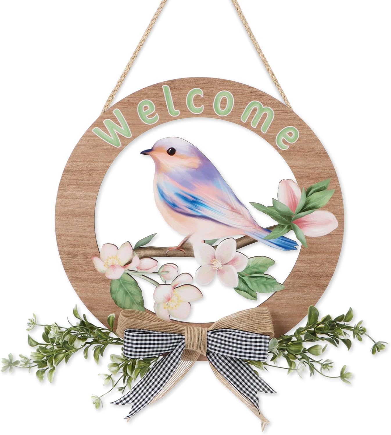 FWIEXA Spring Welcome Wooden Sign, Hello Spring Cute Welcome Door ...