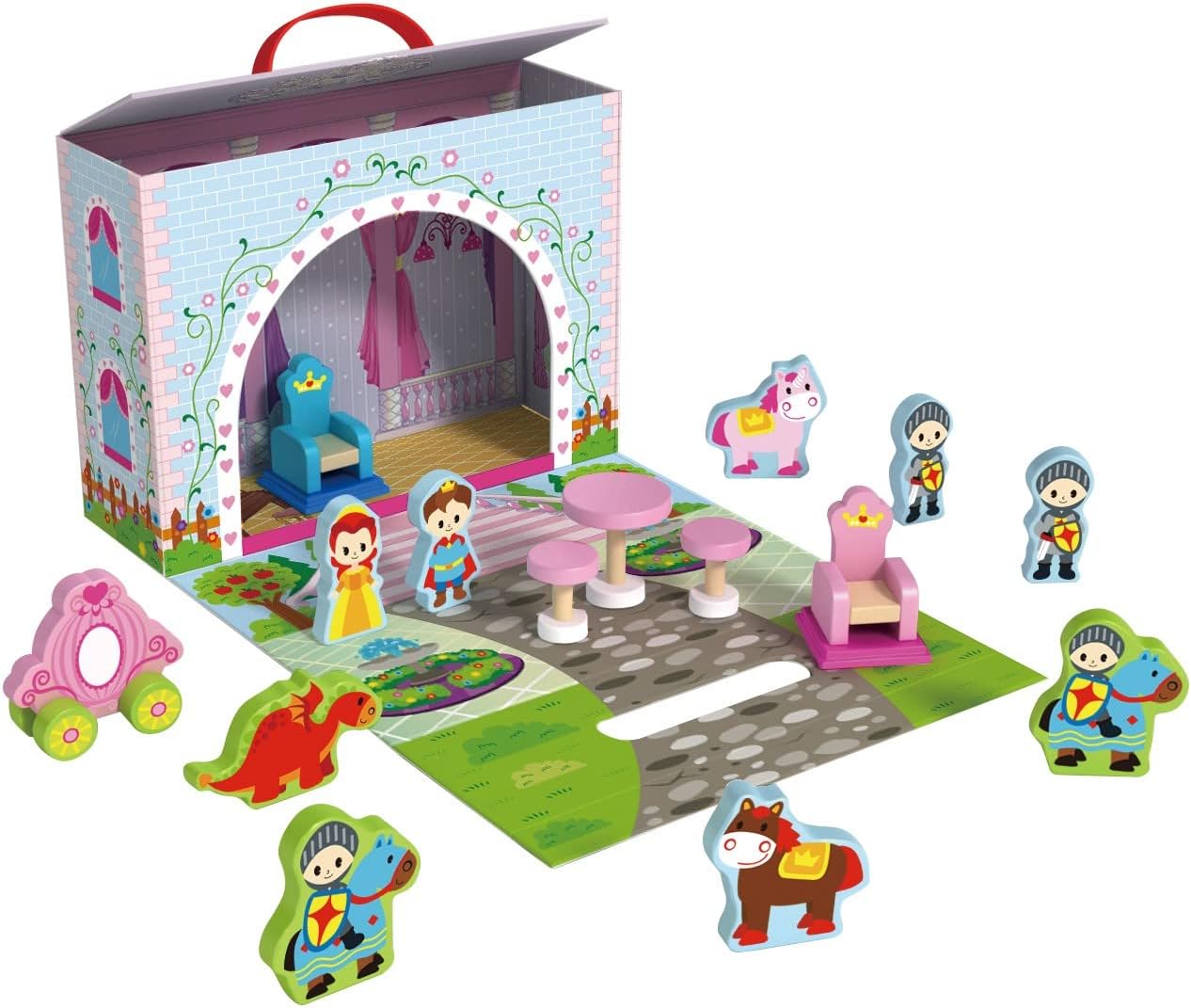 Amazon.com: TOOKYLAND Princess Castle Box Playset - 16pcs - Portable ...