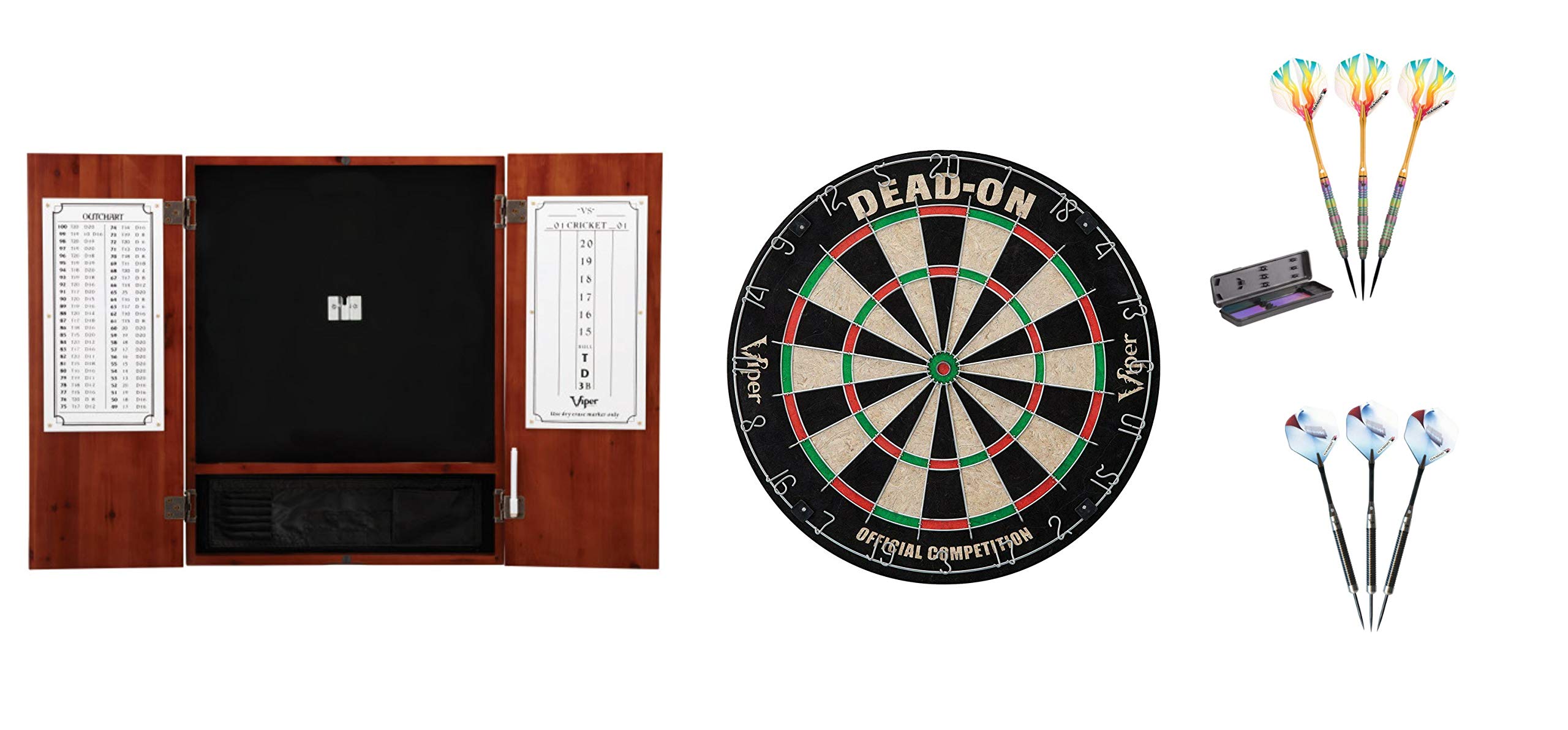 Buy Viper Dead-On Bristle Dartboard + Viper Metropolitan Cinnamon Steel ...