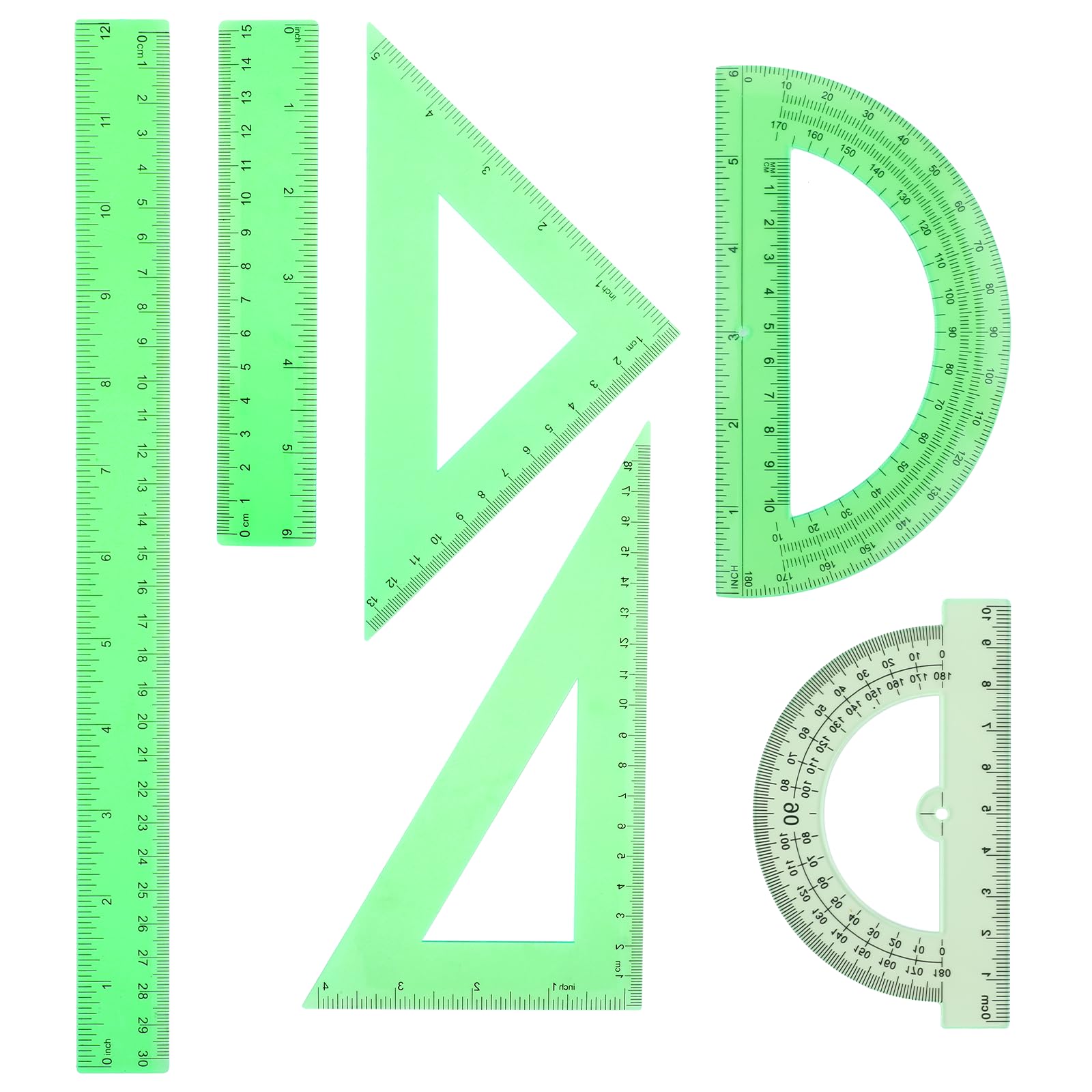 Amazon.com : 1 Set Plastic Ruler Math Set Plastic Protractor Set ...