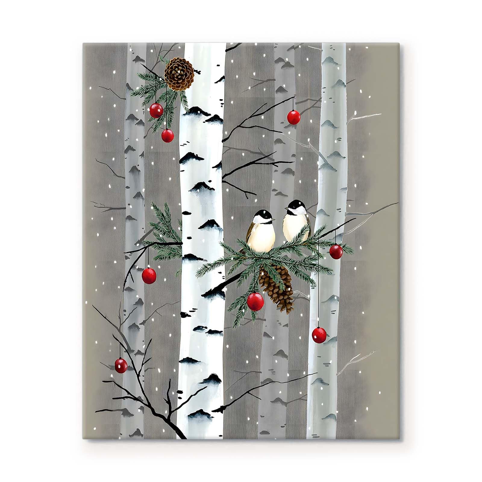 Amazon.com: Birch Tree Christmas Canvas Wall Art Decor - 16X20 inch ...
