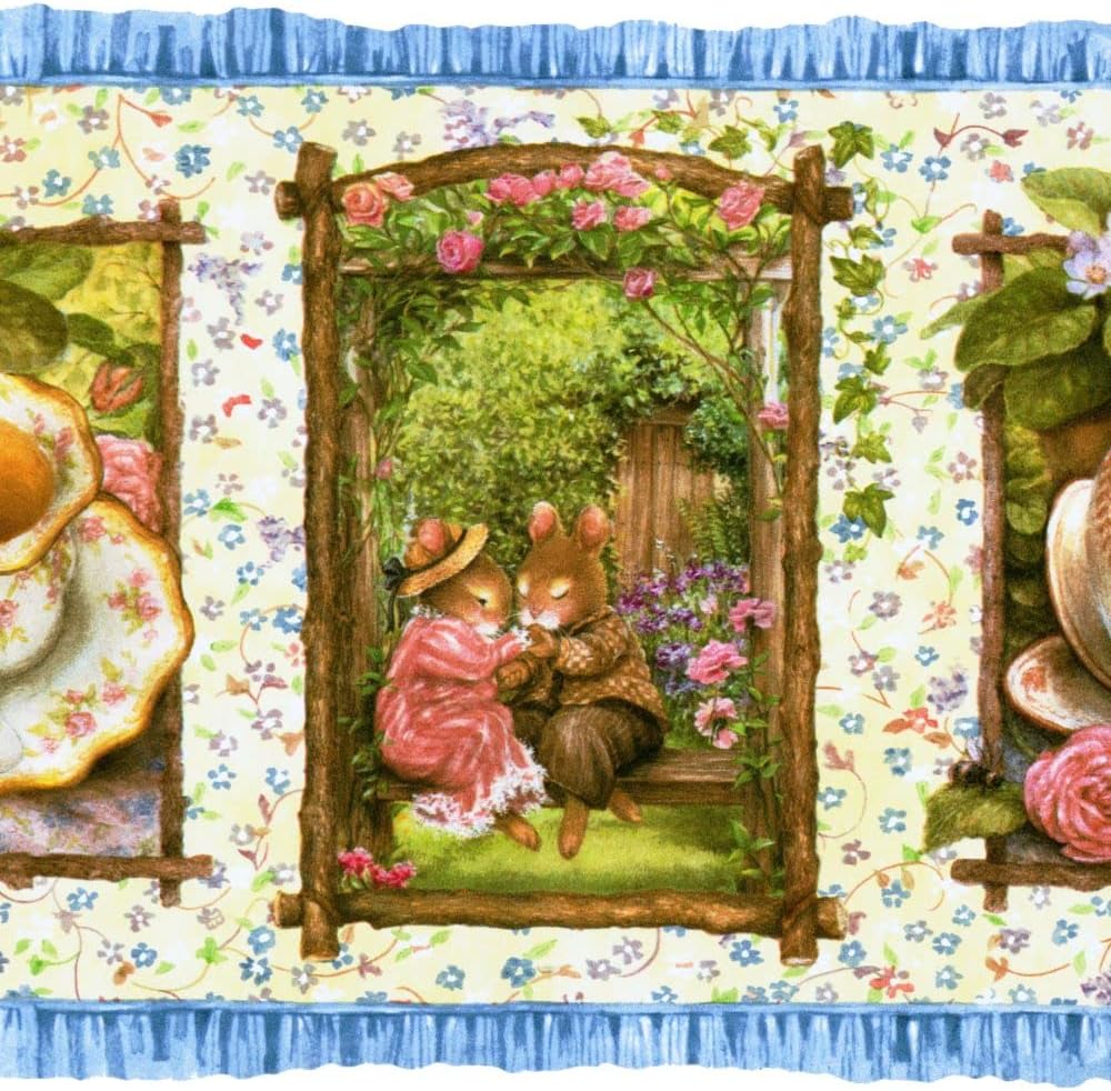 CONCORD WALLCOVERINGS ™ Wallpaper Border Vintage Pattern Tea Cups ...