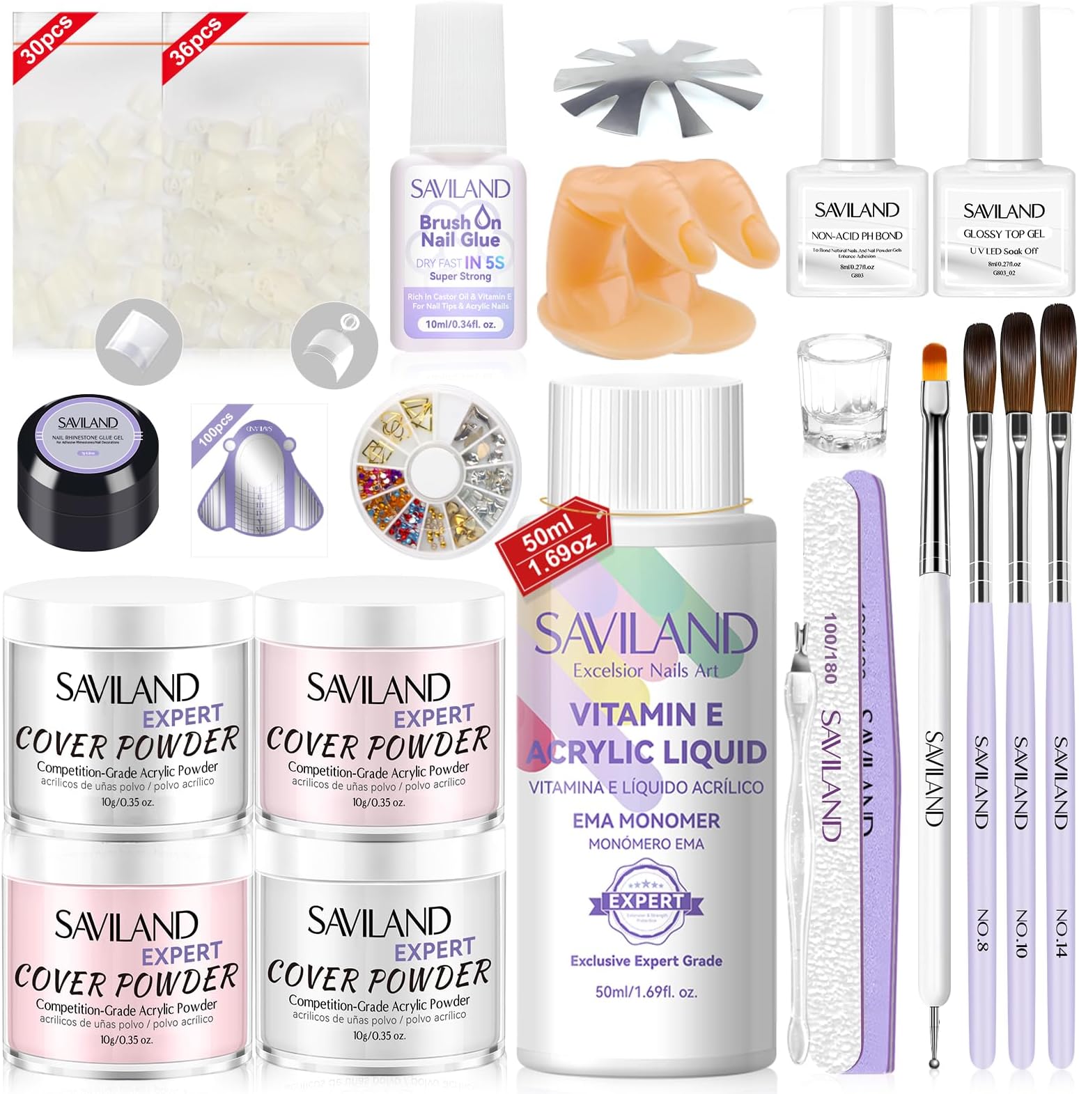 Amazon.com: SAVILAND French Acrylic Nail Kit: Beginner Nail Kit Acrylic ...