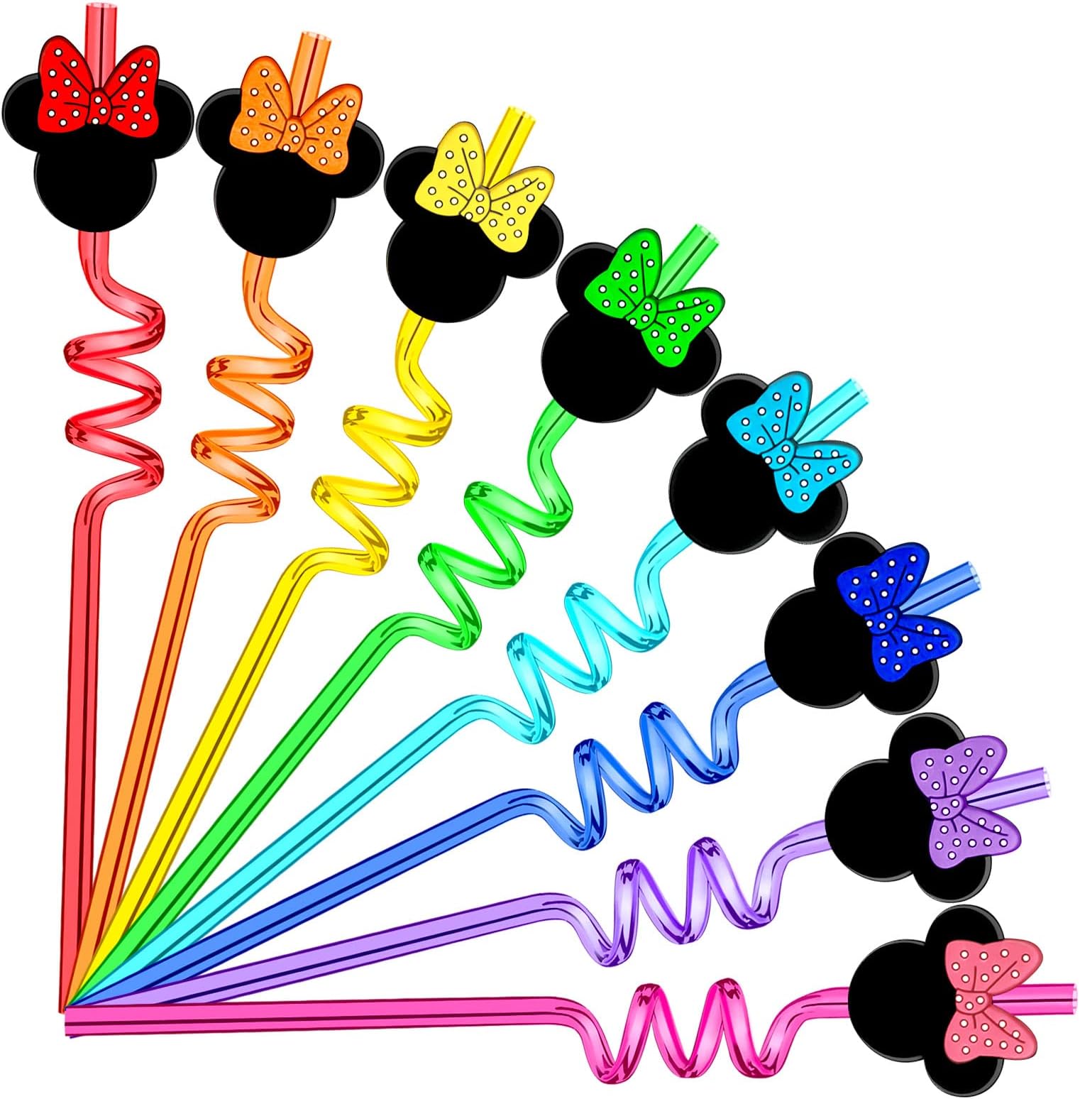 Amazon.com: Minnie Mouse Inspired Mouse Ears and Polka Dot Paper Straws ...