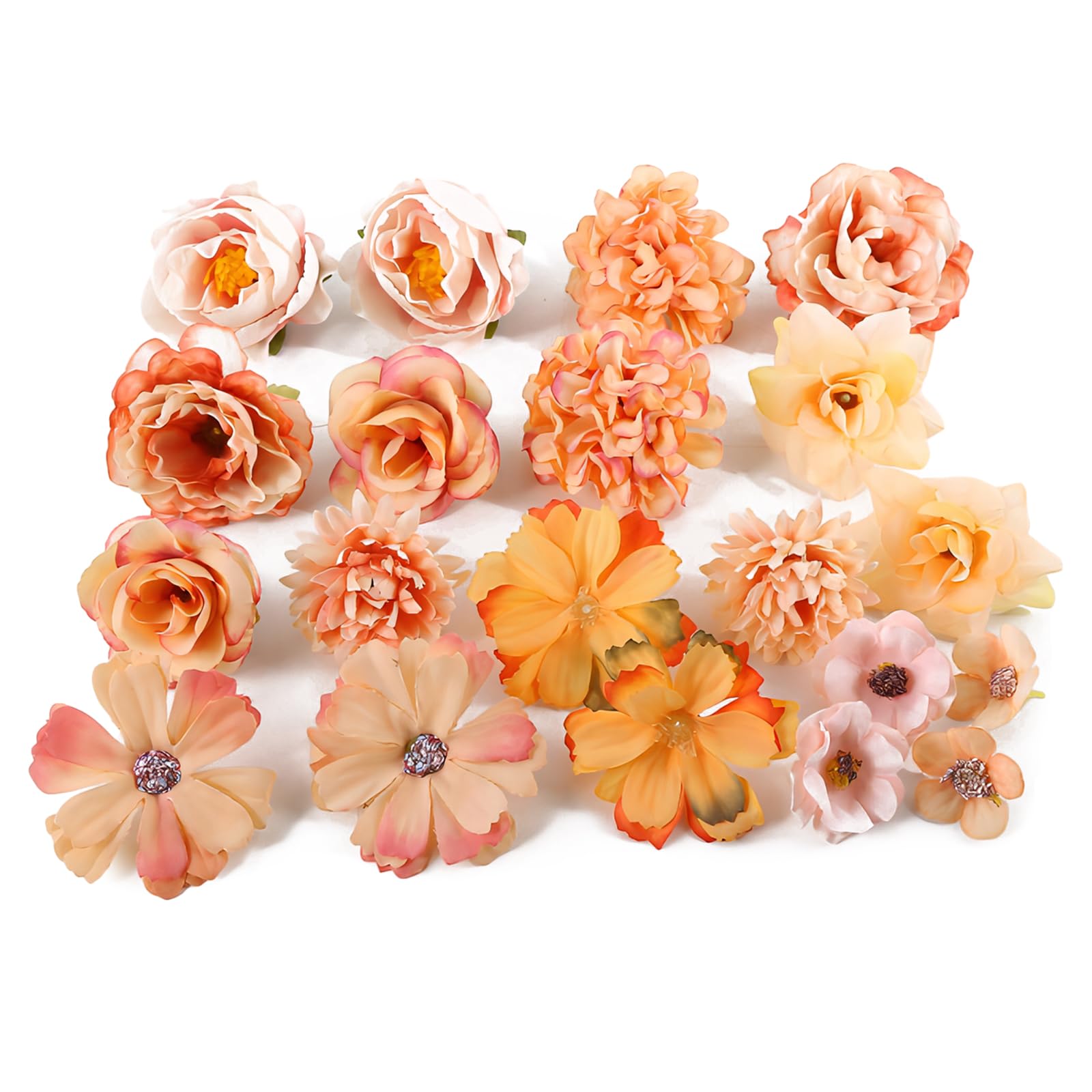 20 Pcs Artificial Flower Heads Realistic Orange Flower Heads Mini ...