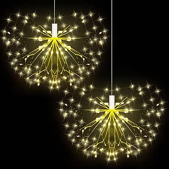TOYMIS 2pcs LED Starburst Lights, Warm White Firework Lights Copper ...